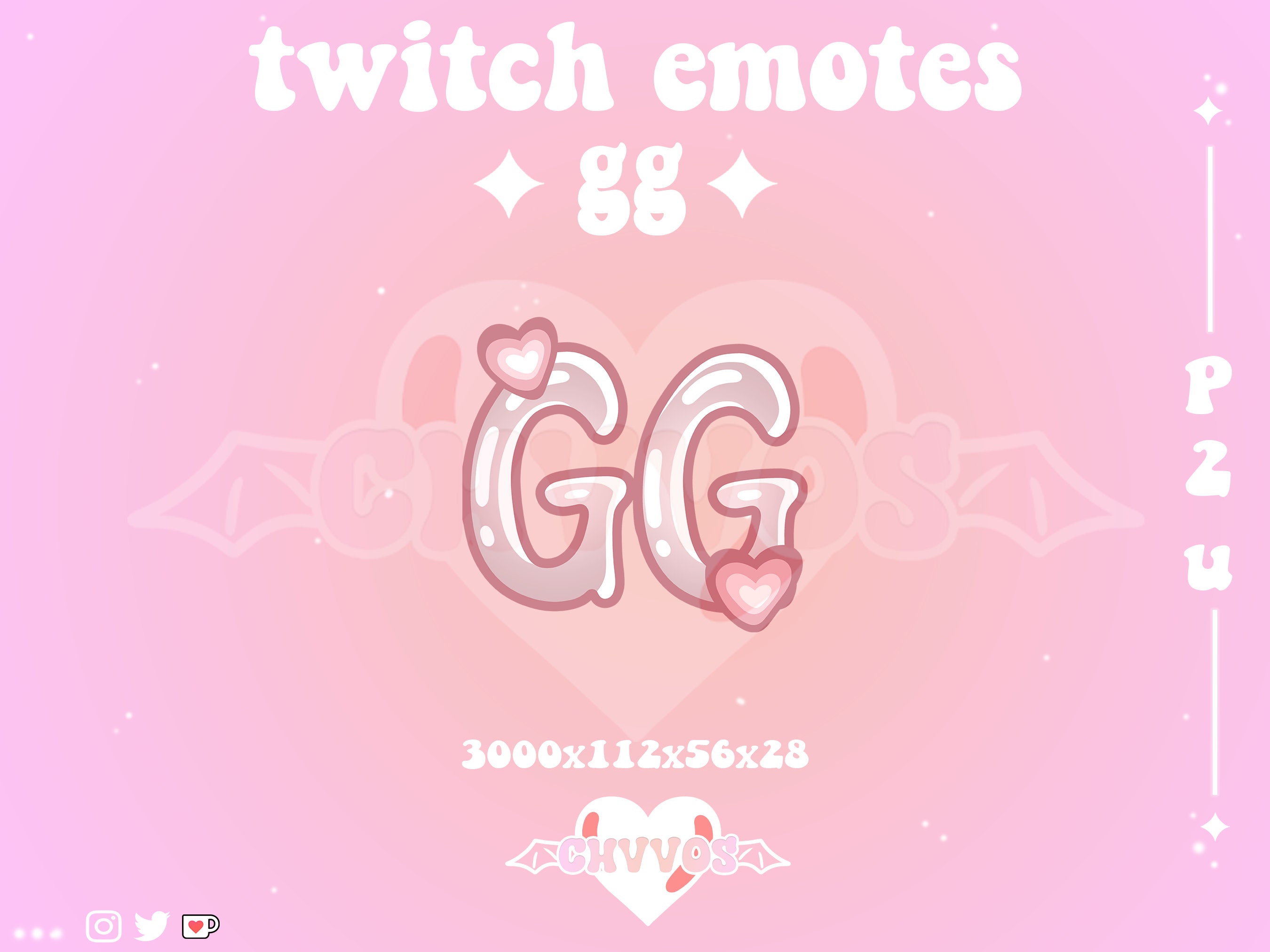 Cute Pink GG Emote for Twitch Discord Emote Youtube Emote Kawaii GG - Etsy