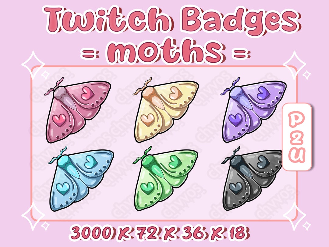 Cute Moths Badges Twitch Discord Subscriber Badges - Etsy Australia