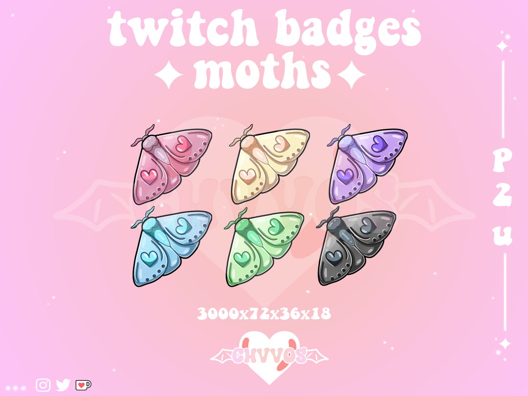 Cute Moths Badges Twitch Discord Subscriber Badges Moths Badges - Etsy ...