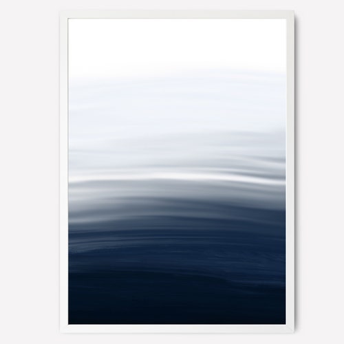 Abstract Art Print Trio Indigo Blue Watercolor Geometric Wall - Etsy