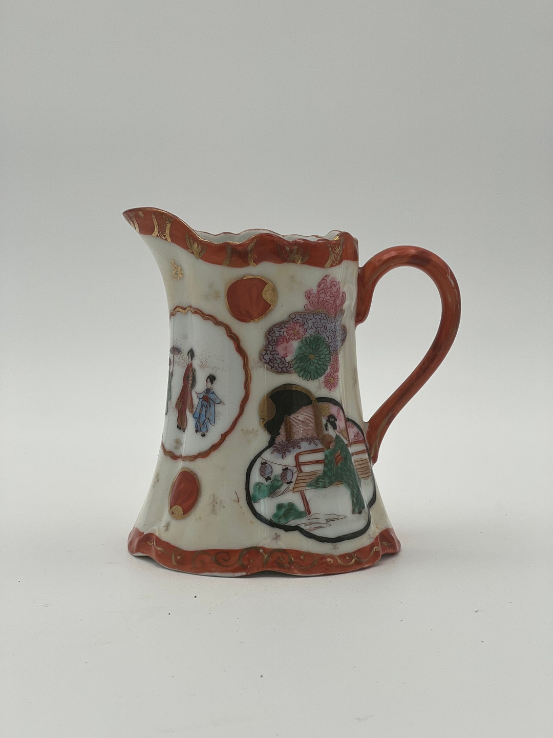 Vintage Kutani 九谷 Water Pitcher Japan Geisha Women Red Gold - Etsy