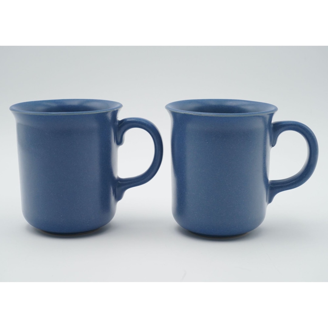 Vintage 1990s DANSK Mesa Sky Blue Mugs Set of 2 Large Handle Stoneware ...