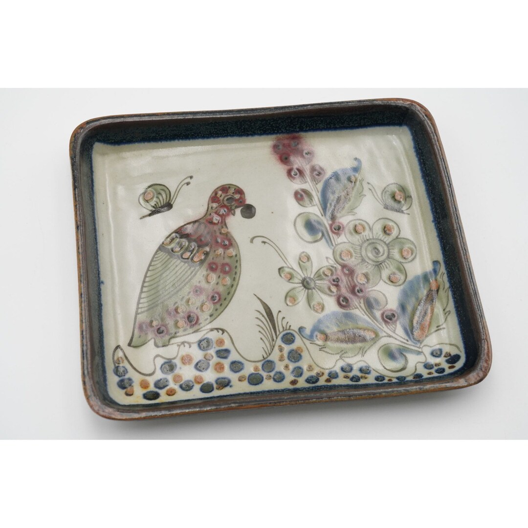 Vintage Ken Edwards Pottery Trinket Dish Tray Mexican Pottery Folk Art ...