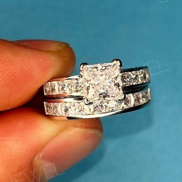 Princess Cut Channel Set Wedding Ring - Etsy