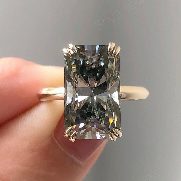 Moissanite Engagement Ring Double Claw Prongs - Etsy