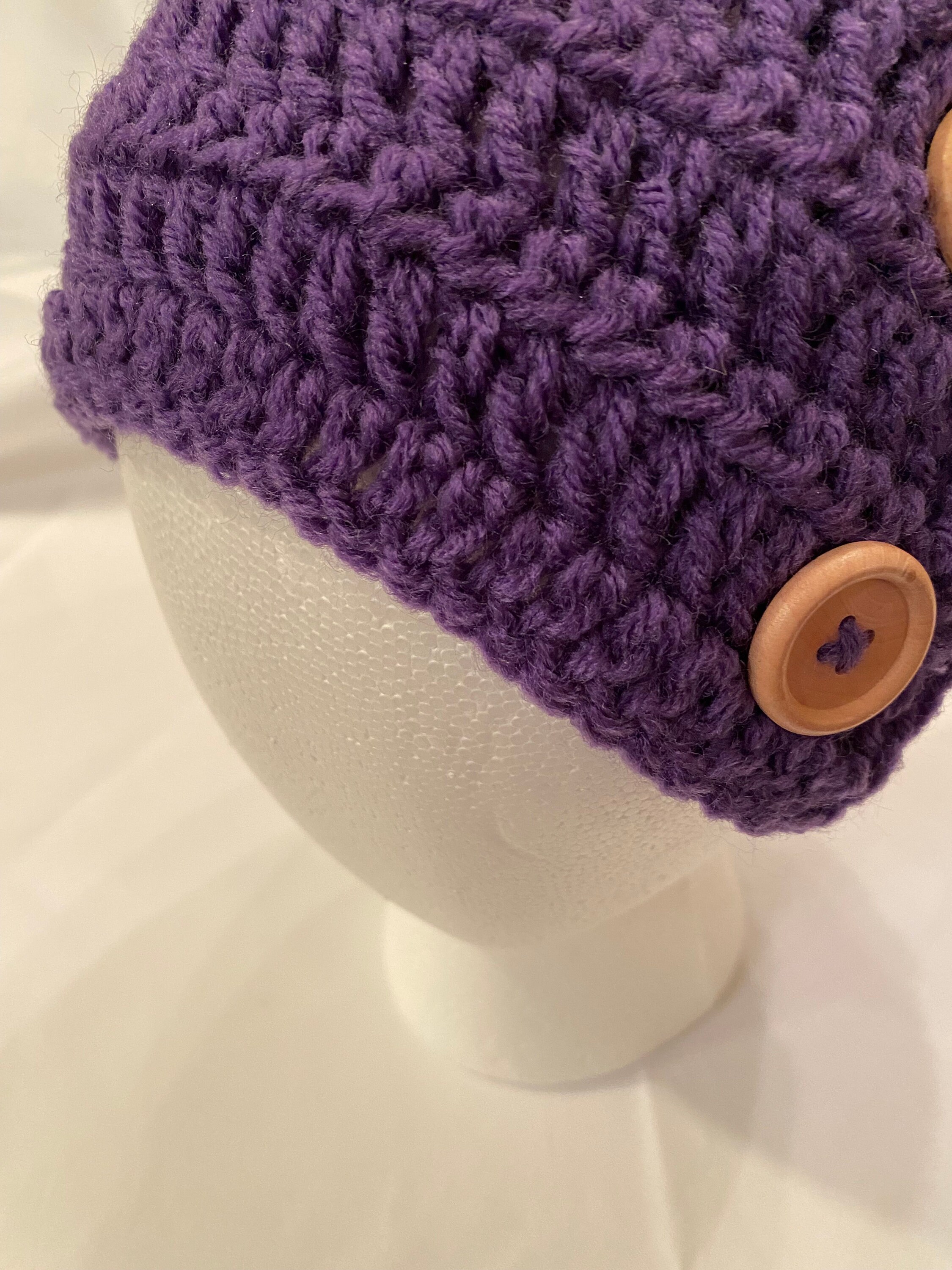 Crocheted Ear Warmer, Adjustable Crocheted Ear Warmer, Yarn Ear Warmer ...