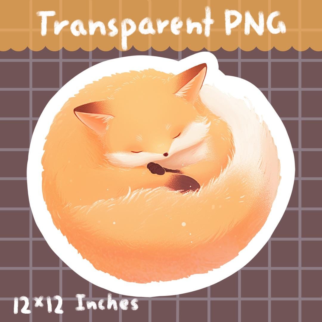 Curled up Fox- PNG, Digital Download, Clipart, Commercial Use - Etsy
