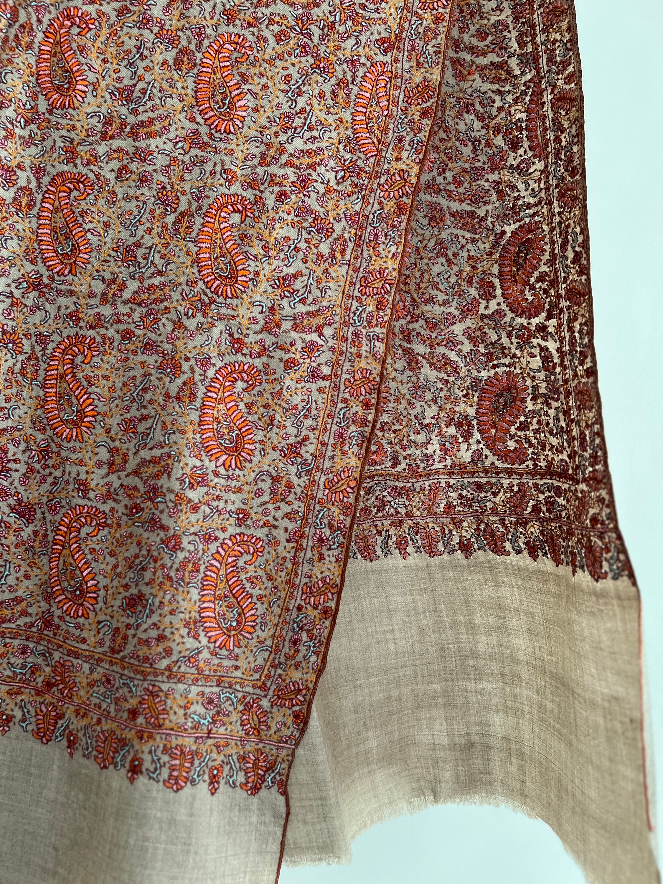 Pashmina Shawl, Gift Shawl, Paisley and Floral Shawl, Hand Embroidery ...