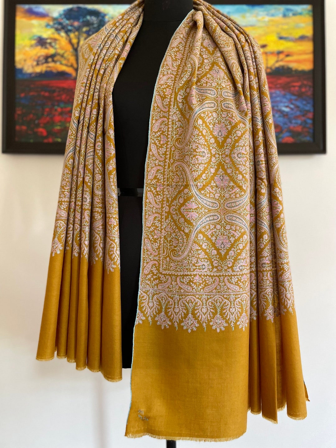 Elegnat Pashmina Shawl, Handwoven Shawl ,wedding Shawl ,needle Work ...