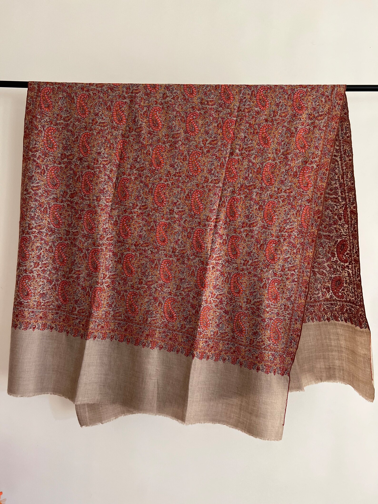 Pashmina Shawl, Gift Shawl, Paisley and Floral Shawl, Hand Embroidery ...
