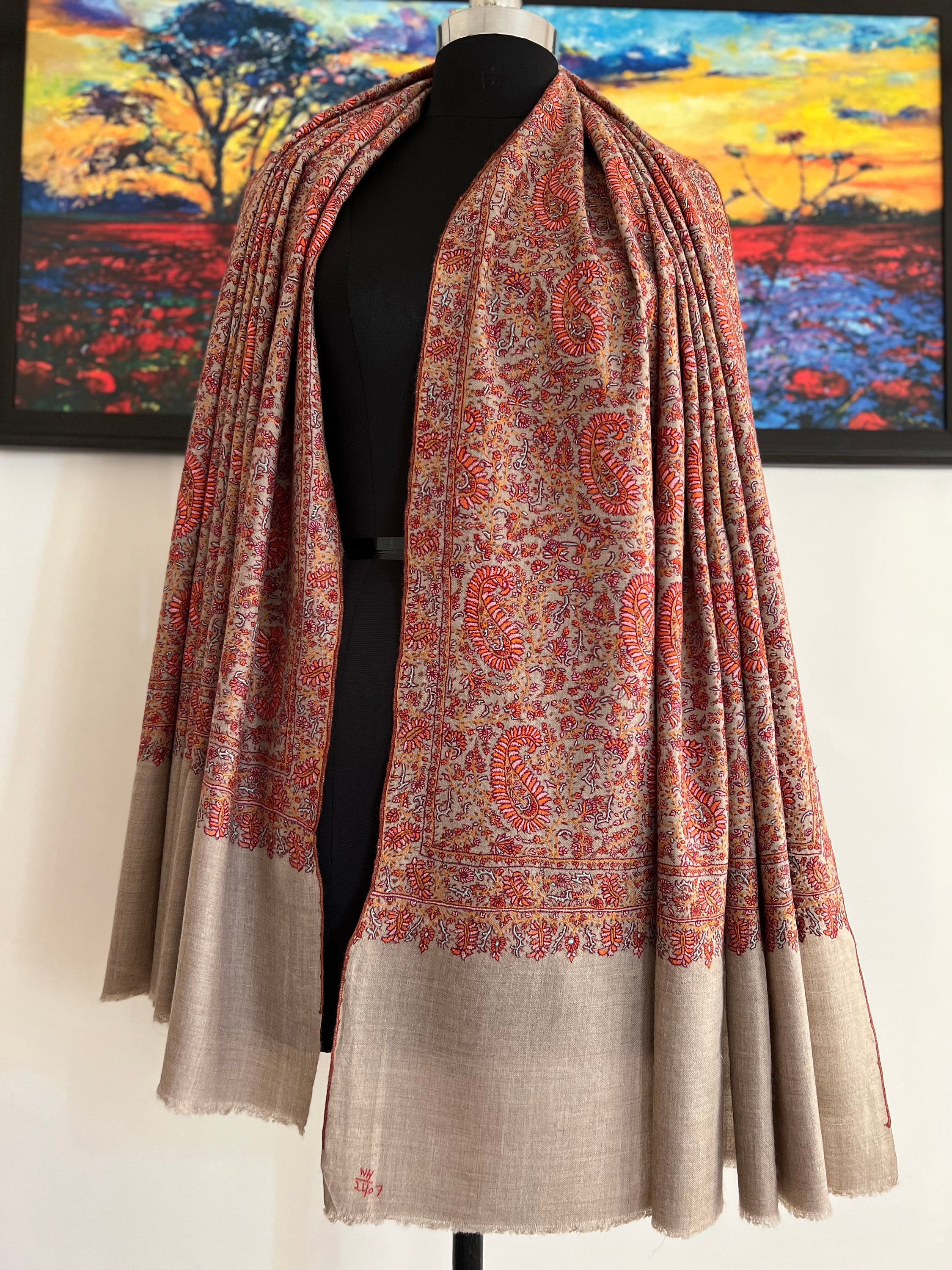 Pashmina Shawl, Gift Shawl, Paisley and Floral Shawl, Hand Embroidery ...