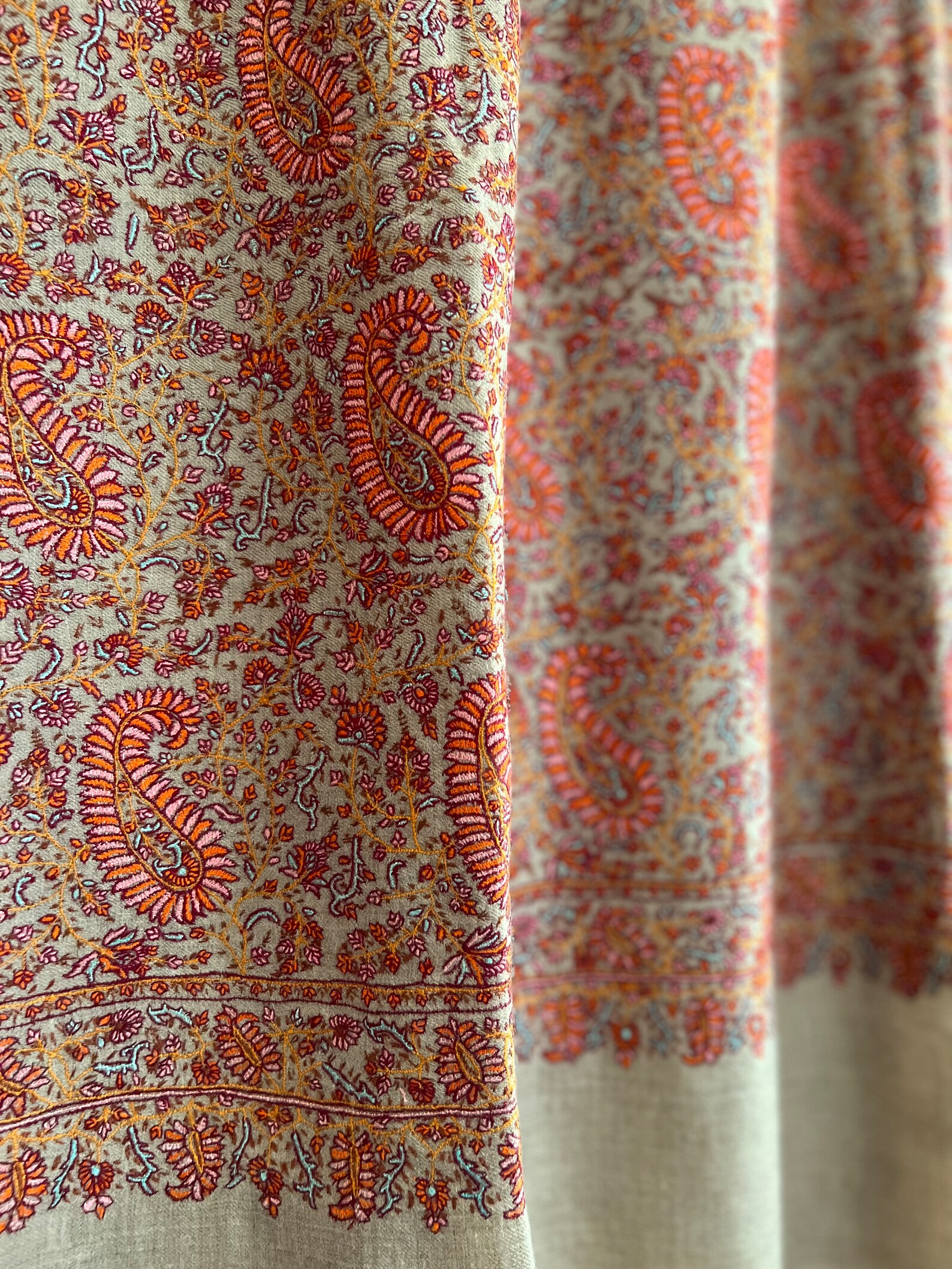 Pashmina Shawl, Gift Shawl, Paisley and Floral Shawl, Hand Embroidery ...