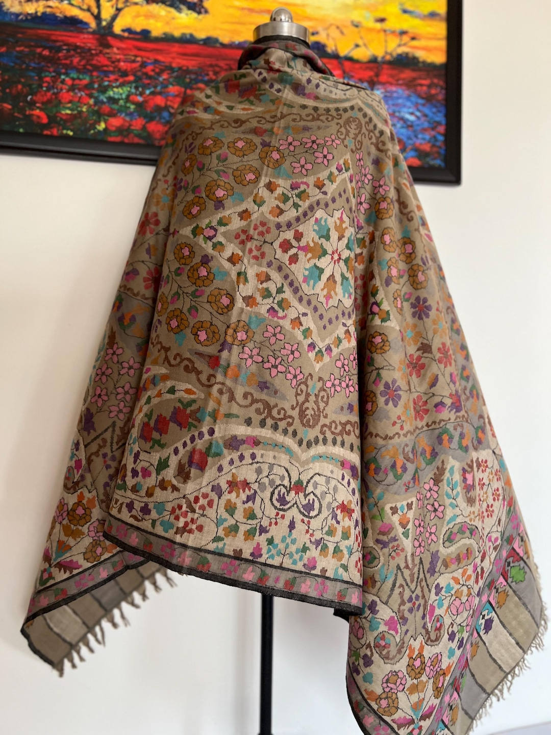 Exclusive Beige Shawl, Handmade Shawl, Handwoven Scarf, Cashmere Scarf ...