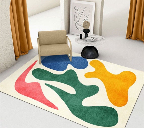 Modern Minimalist Abstract Living Room Area Rug Color Doodle - Etsy