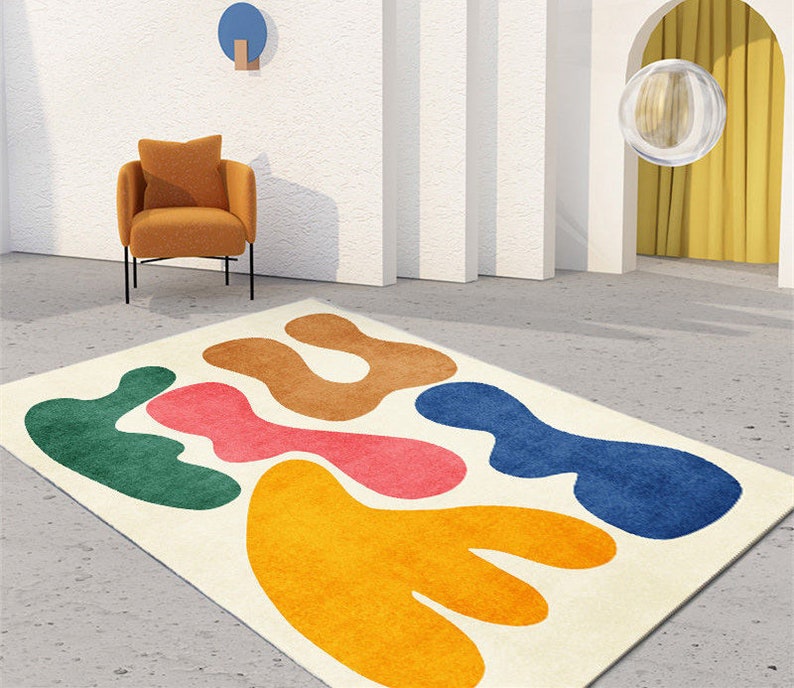 Modern Minimalist Abstract Living Room Area Rug Color Doodle - Etsy