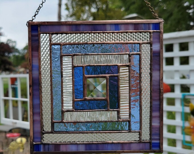 Stained Glass Panel Suncatcher Wall Hanging Home Decor Geometric ...