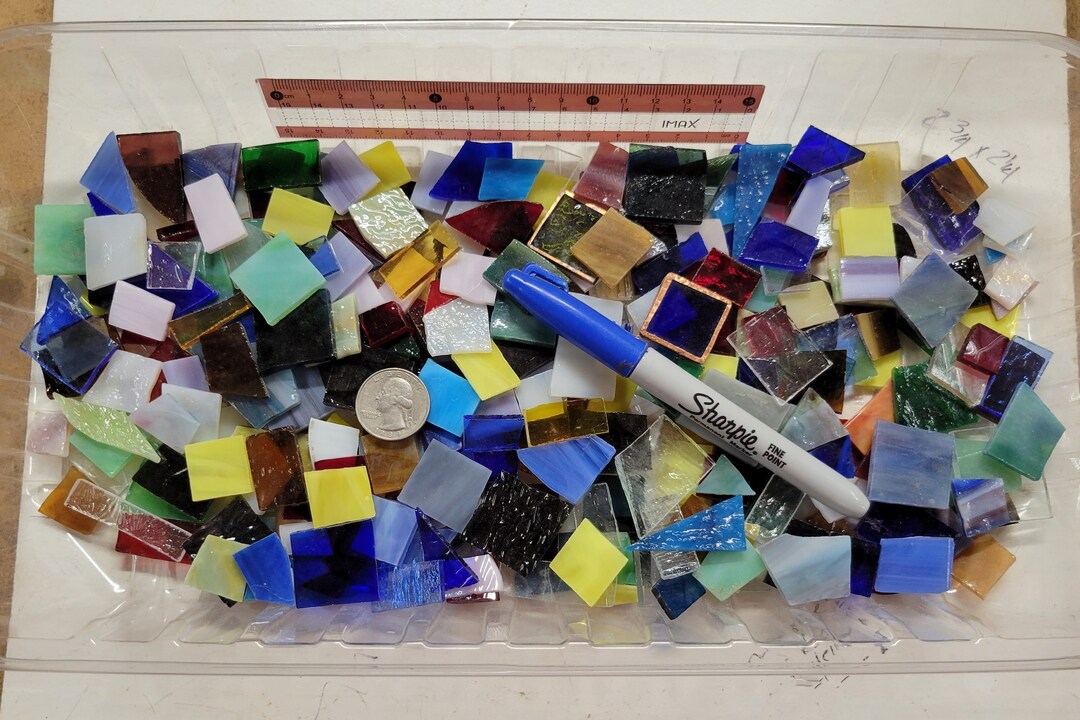1 and 1/2lbs. Stained Glass Scrap Mosaic Craft Projects Random Mixed ...