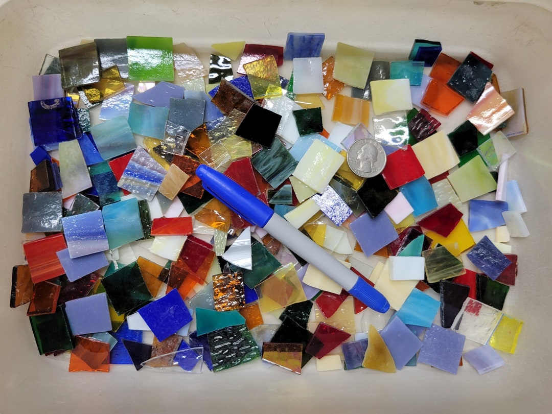 1 and 1/2lbs. Stained Glass Scrap Mosaic Craft Projects Random Mixed ...