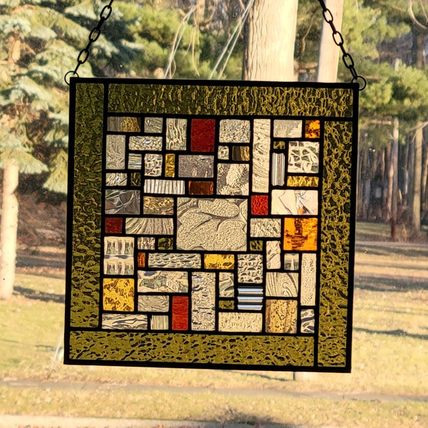 Stained Glass Panel Geometric - Etsy