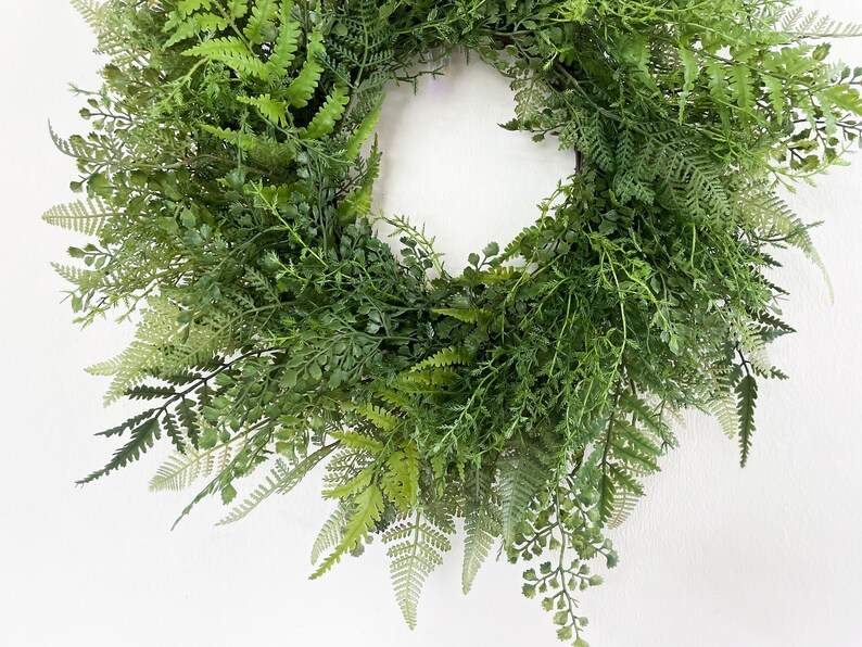 Fern Wreath, Simple Front Door Wreath With Realistic Artificial ...