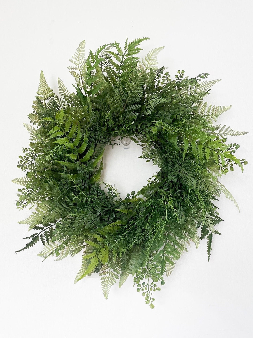 Fern Wreath, Simple Front Door Wreath With Realistic Artificial ...