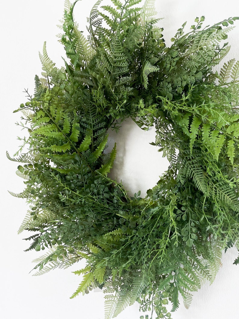 Fern Wreath, Simple Front Door Wreath With Realistic Artificial ...