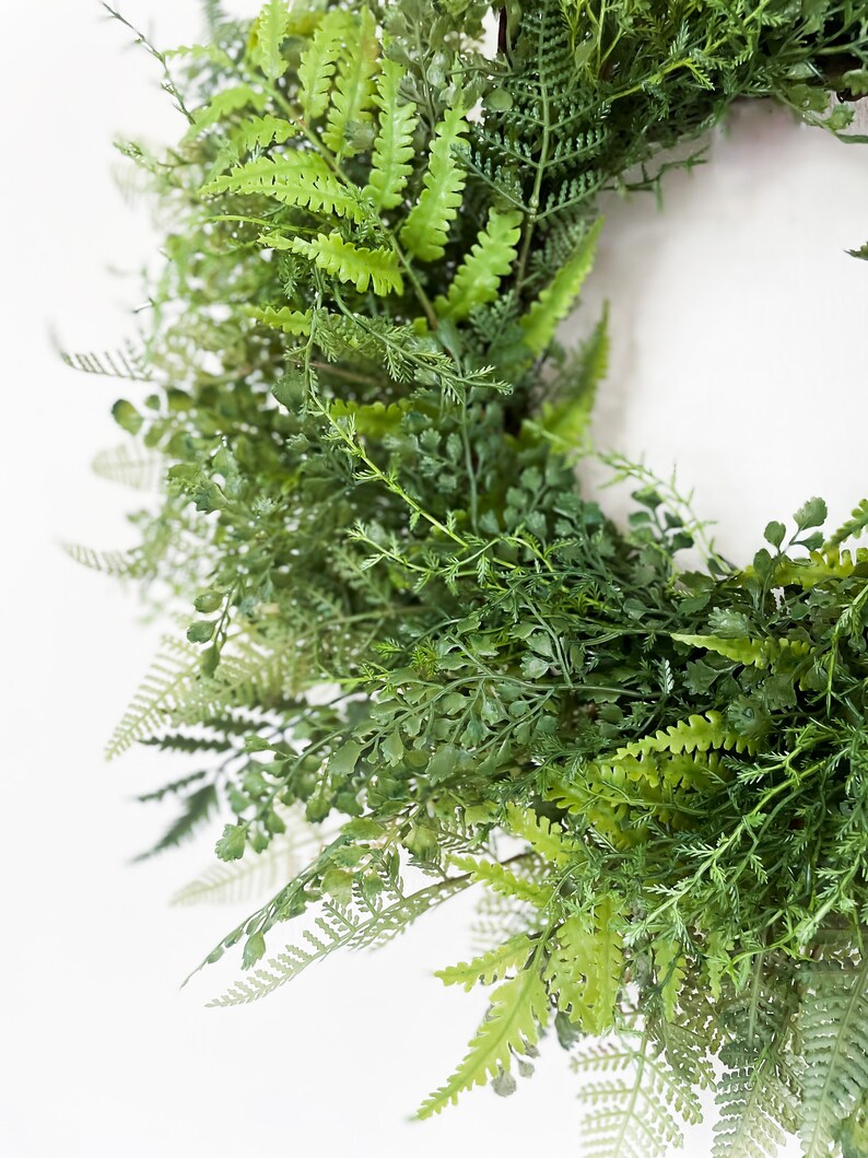 Fern Wreath, Simple Front Door Wreath With Realistic Artificial ...