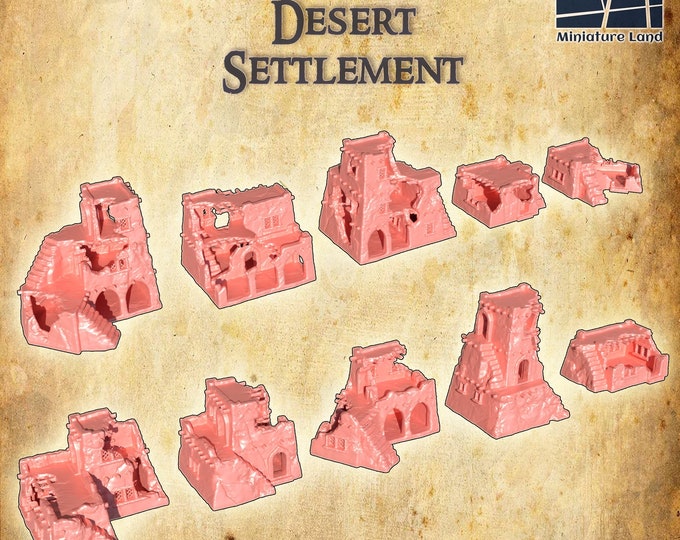 Modular Ruined Desert Mud Houses D&D Terrain - Etsy