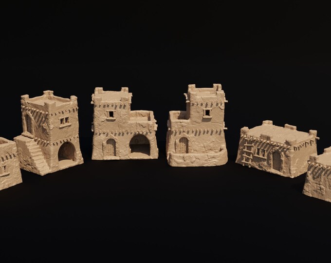 Modular Desert Mud Houses D&D Terrain - Etsy