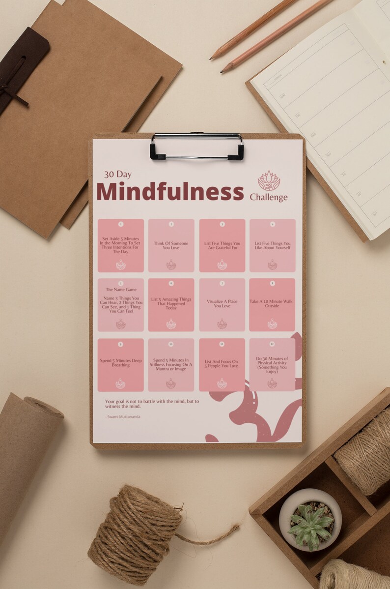 Mindfulness Journal Template 30 Day Activity Journal and - Etsy
