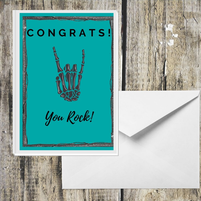 Downloadable/printable Congrats You Rock Card - Etsy