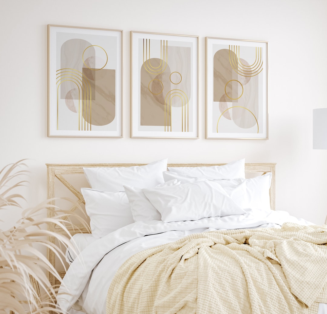 Abstrakte Kunst Marmor Beige mit Gold 3er Poster Set | Bilder für Wohnzimmer im 3er Poster Set ...