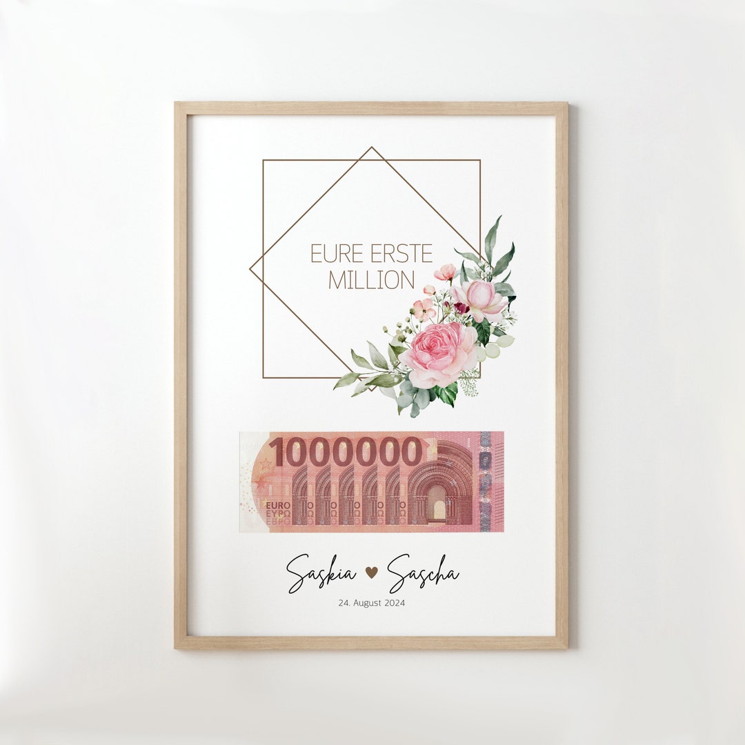 Geld im Bilderrahmen als Geschenk zur Hochzeit | personalisiertes ...
