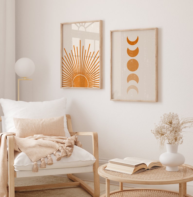 Boho Sun / Moon Poster Set | Poster Set im Boho Stil | Sonne Mond ...