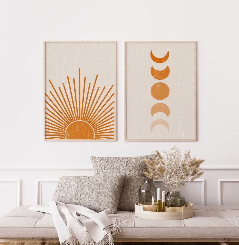 Boho Sun / Moon Poster Set Poster Set im Boho Stil Sonne - Etsy.de