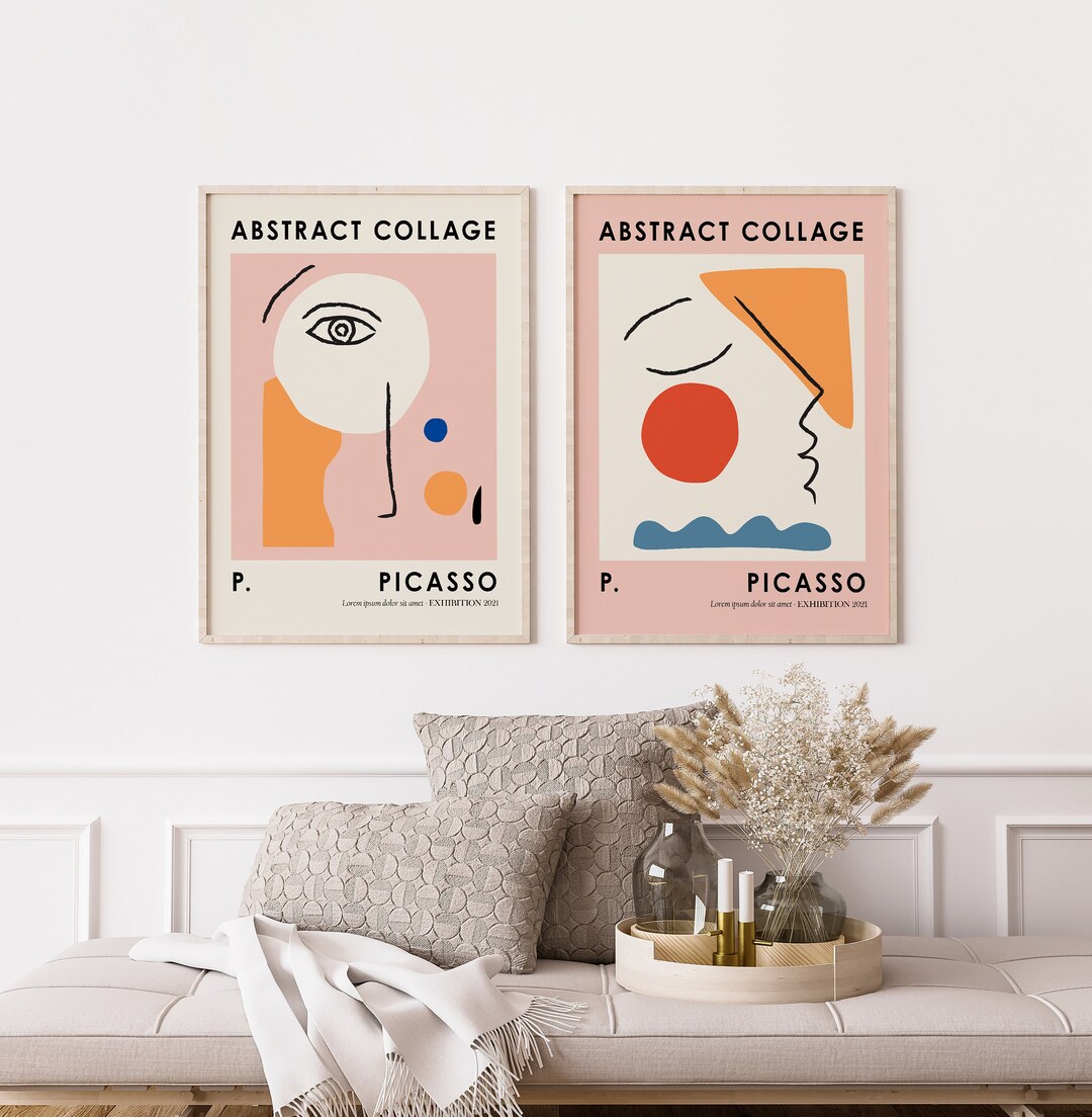 Picasso Abstract Poster Set | Picasso Poster Set Beige Pink | Abstract ...
