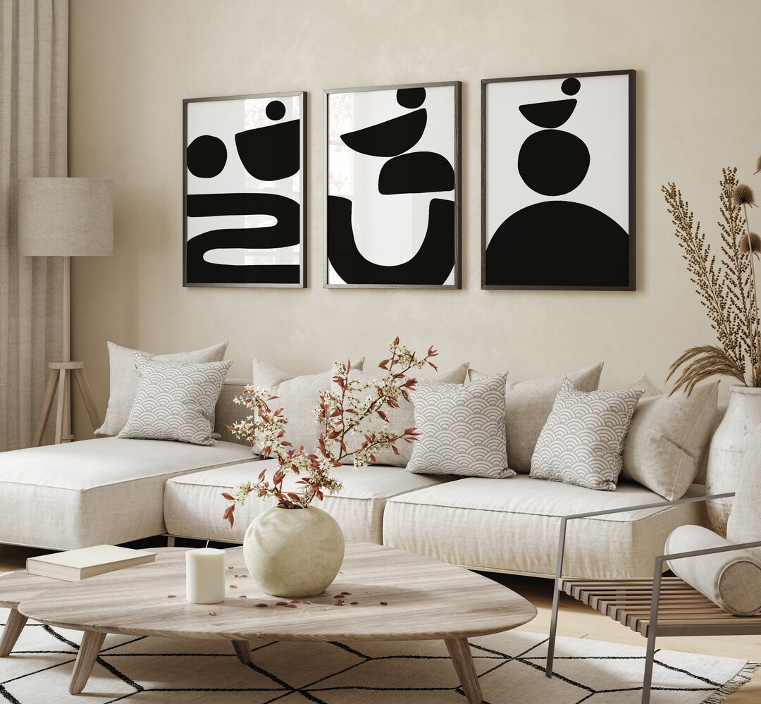 Abstrakte Kunst 3er Poster Set | Abstract Art Poster Set of 3 | Bilder für Wohnzimmer im 3er ...