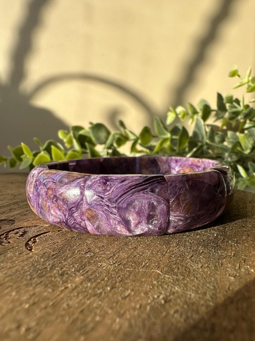 Natural Charoite Bangle, Purple Gemstone Cuff Bracelet, Crystal ...