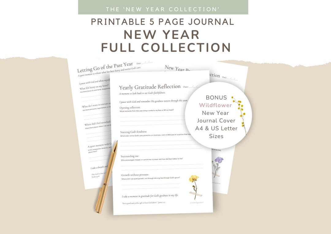 New Year Reflection Journal – Christian Printable Journal Collection (5 ...