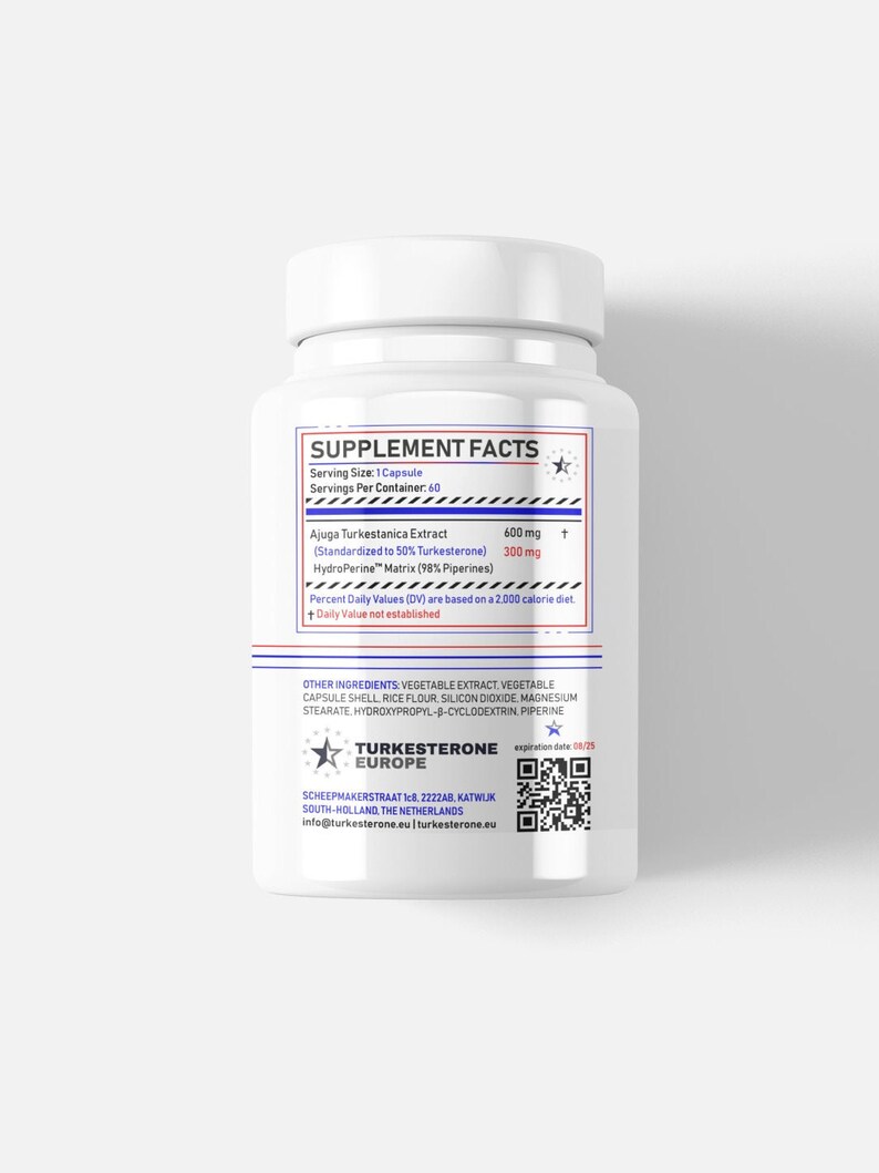 Turkesterone Max 50% With Hydroperine™ 60 V-capsules 600mg Apex - Etsy ...