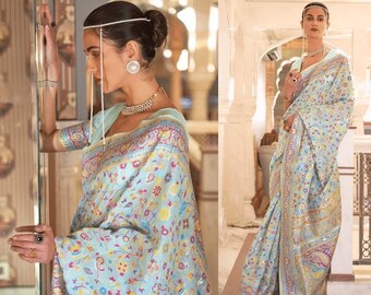 Baby Blue Saree - Etsy