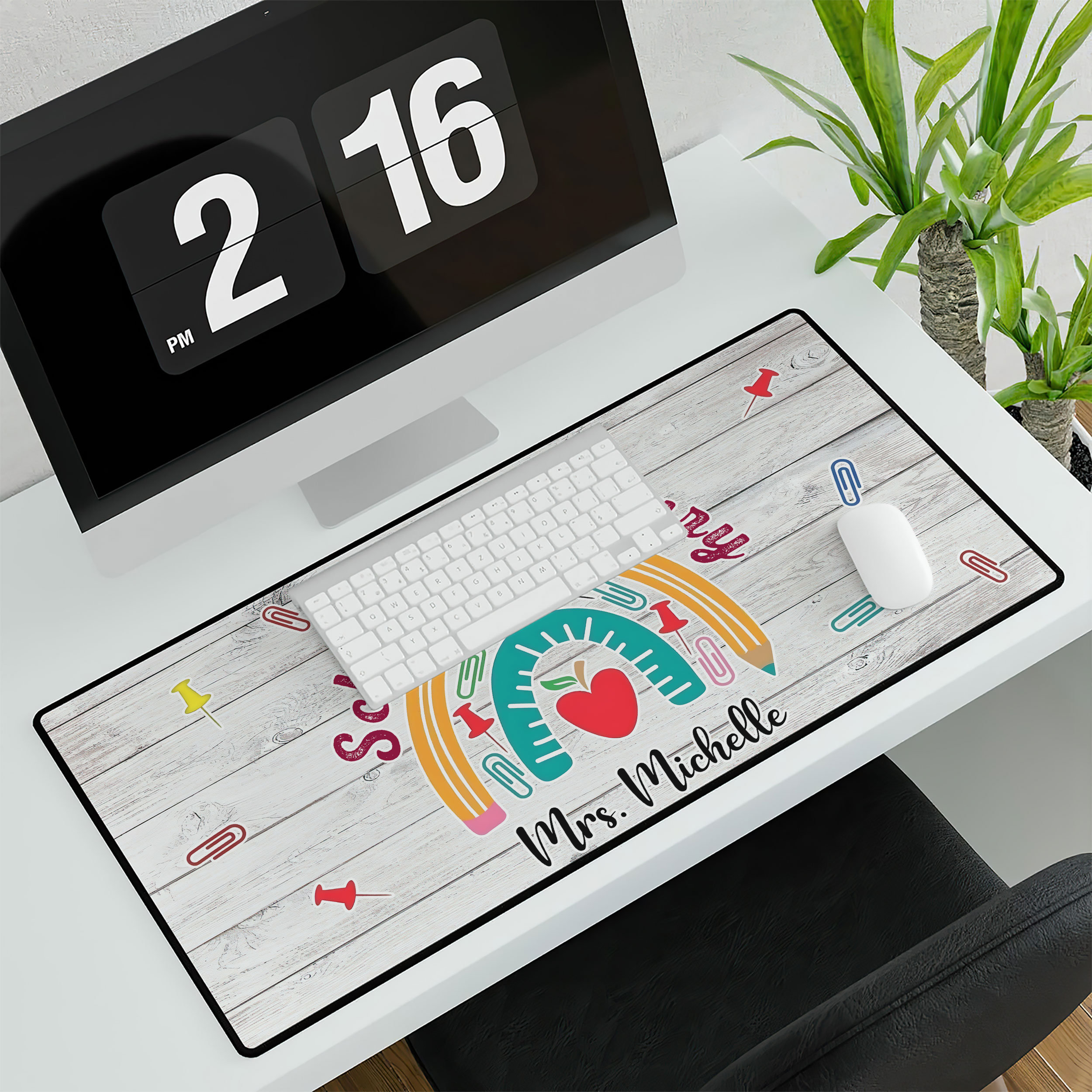 School Secretary Personalized Deskmat, School Rainbow Mouse Pad, Custom ...