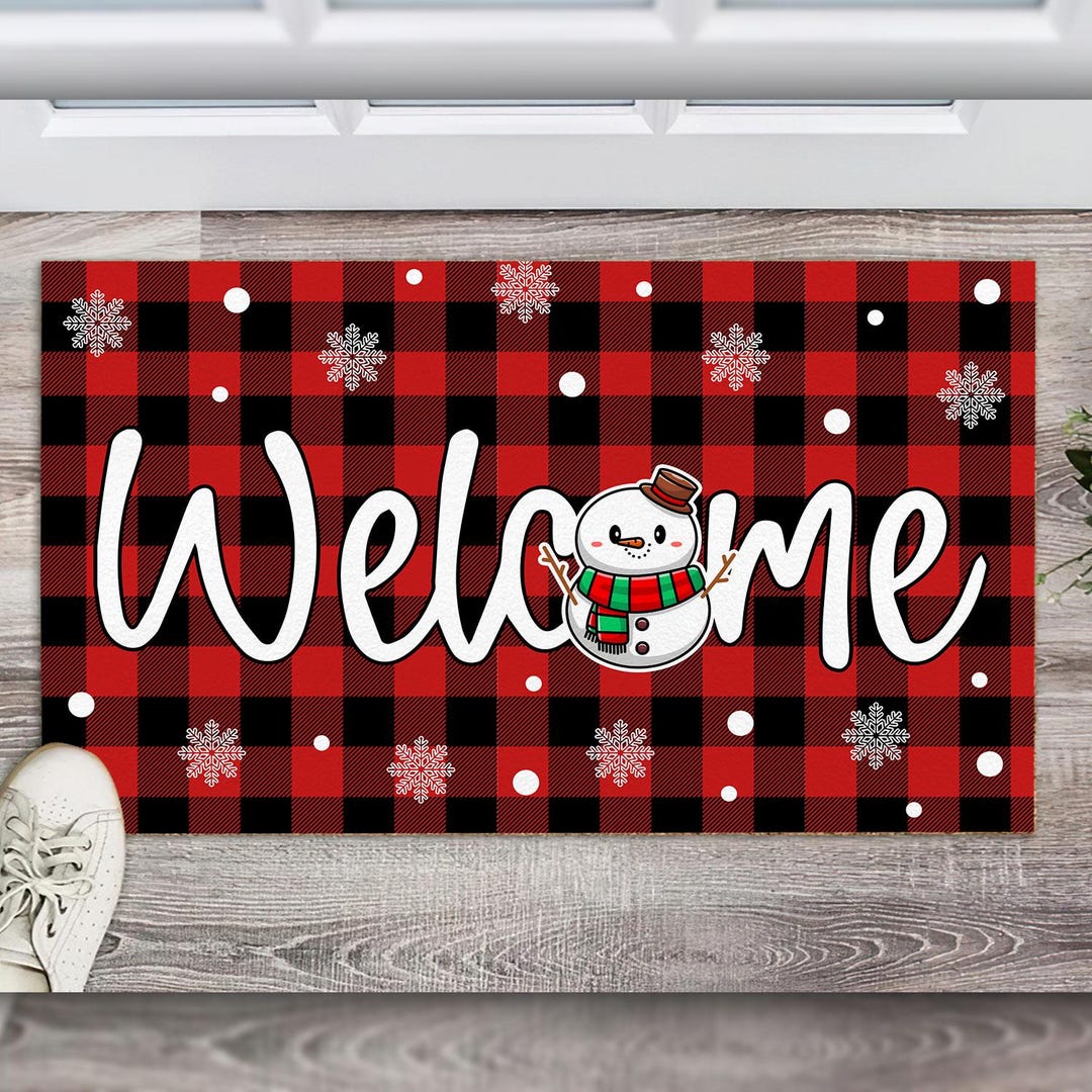 Welcome Snowman Doormat, Christmas Doormat, Holiday Welcome Mat ...