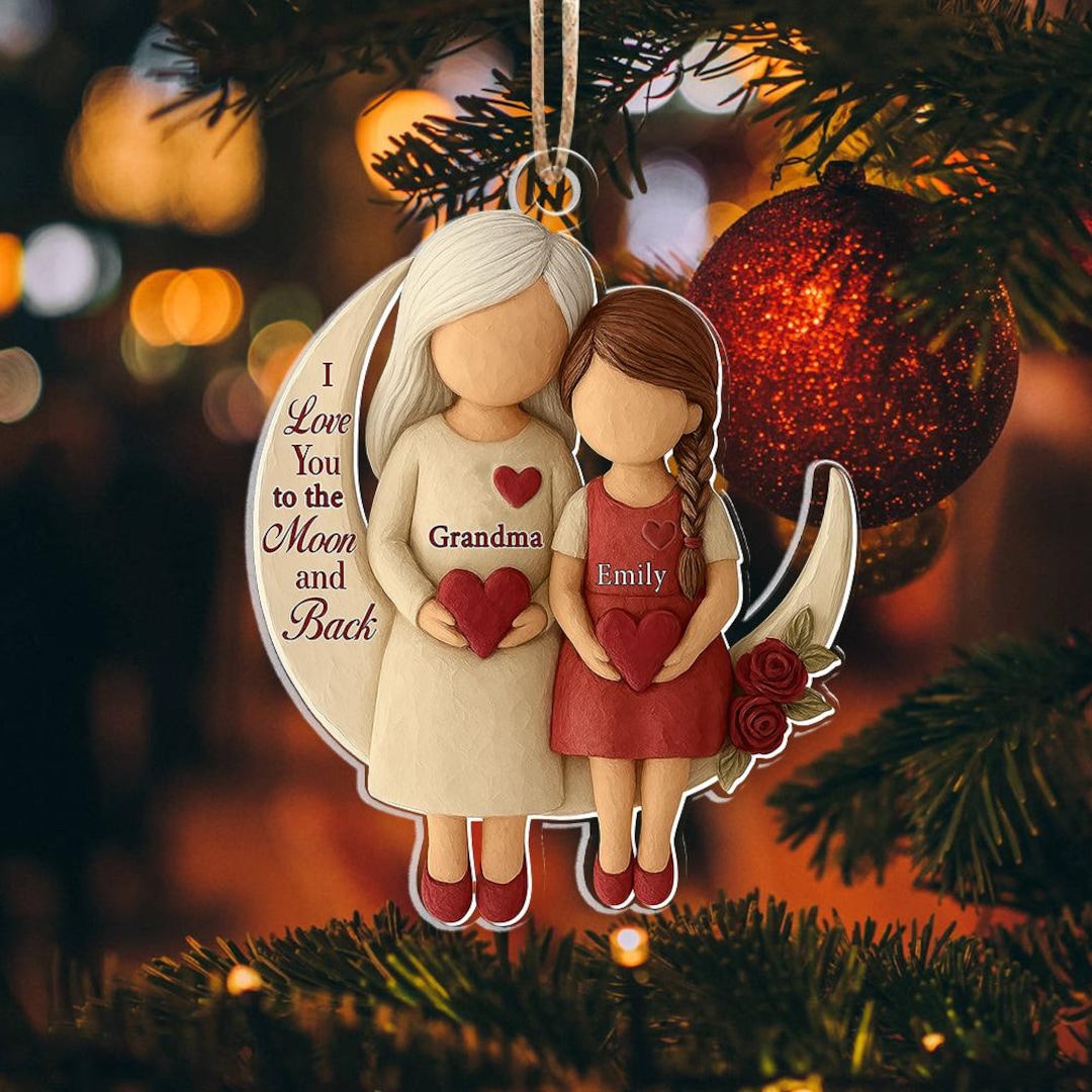 Personalized Grandma Grandchild Ornament, I Love You to the Moon and ...