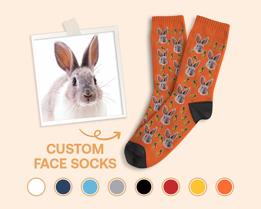 Personalized Face Socks, Rabbit Socks, Custom Bunny Socks, Pet Socks ...
