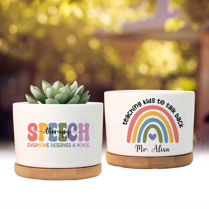 Custom Speech Therapy Plant Pot, Speech Therapist Gift, SLP Custom Name ...