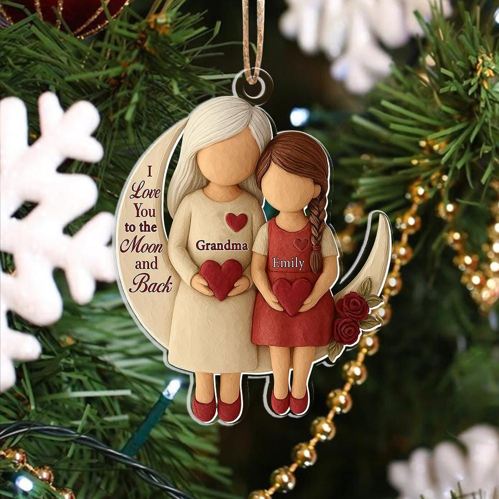 Personalized Grandma Grandchild Ornament, I Love You to the Moon and ...