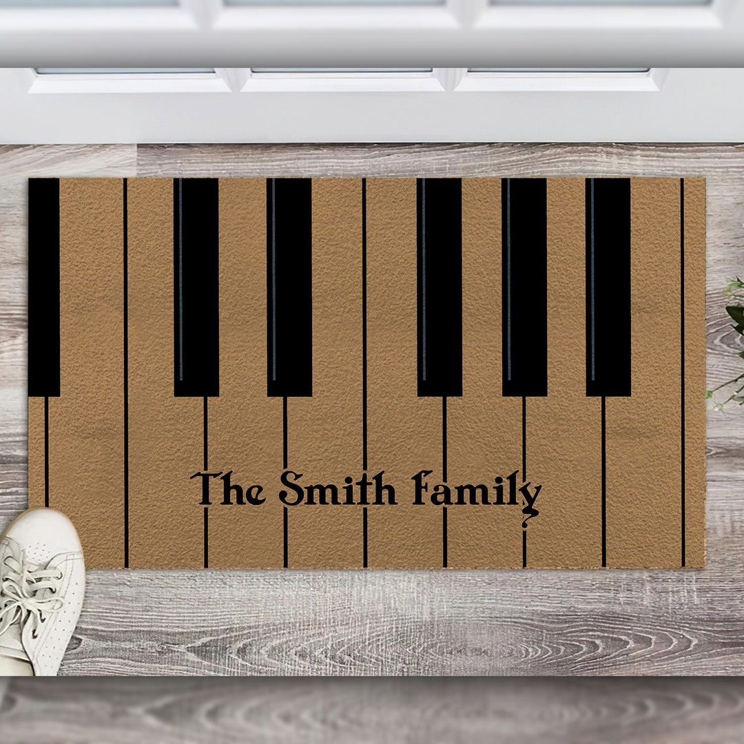 Piano Welcome Personalized Doormat, Custom Name Printed Polyester ...