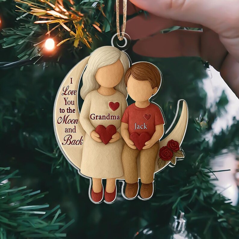 Personalized Grandma Grandchild Ornament, I Love You to the Moon and ...