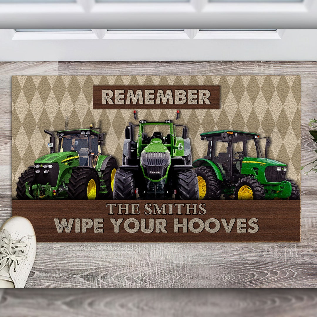 Remember Wipe Your Hooves Doormat, Printed Polyester Doormat, Tractor ...